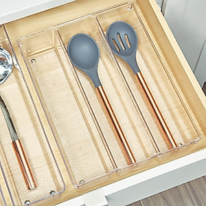 iDesign Linus Kitchen Drawer Organizer for Silverware, Spatulas, Gadgets - Clear 13.8" x 10.5" x 3"