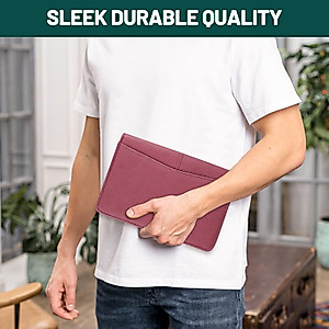 AKAYOK Padfolio for Women, Zippered Business Portfolio, Leather Padfolio Binder 5.3 x 8 inch Writing Pad, Business Portfolio Organizer, Small Padfolio with Clipboard (Red)