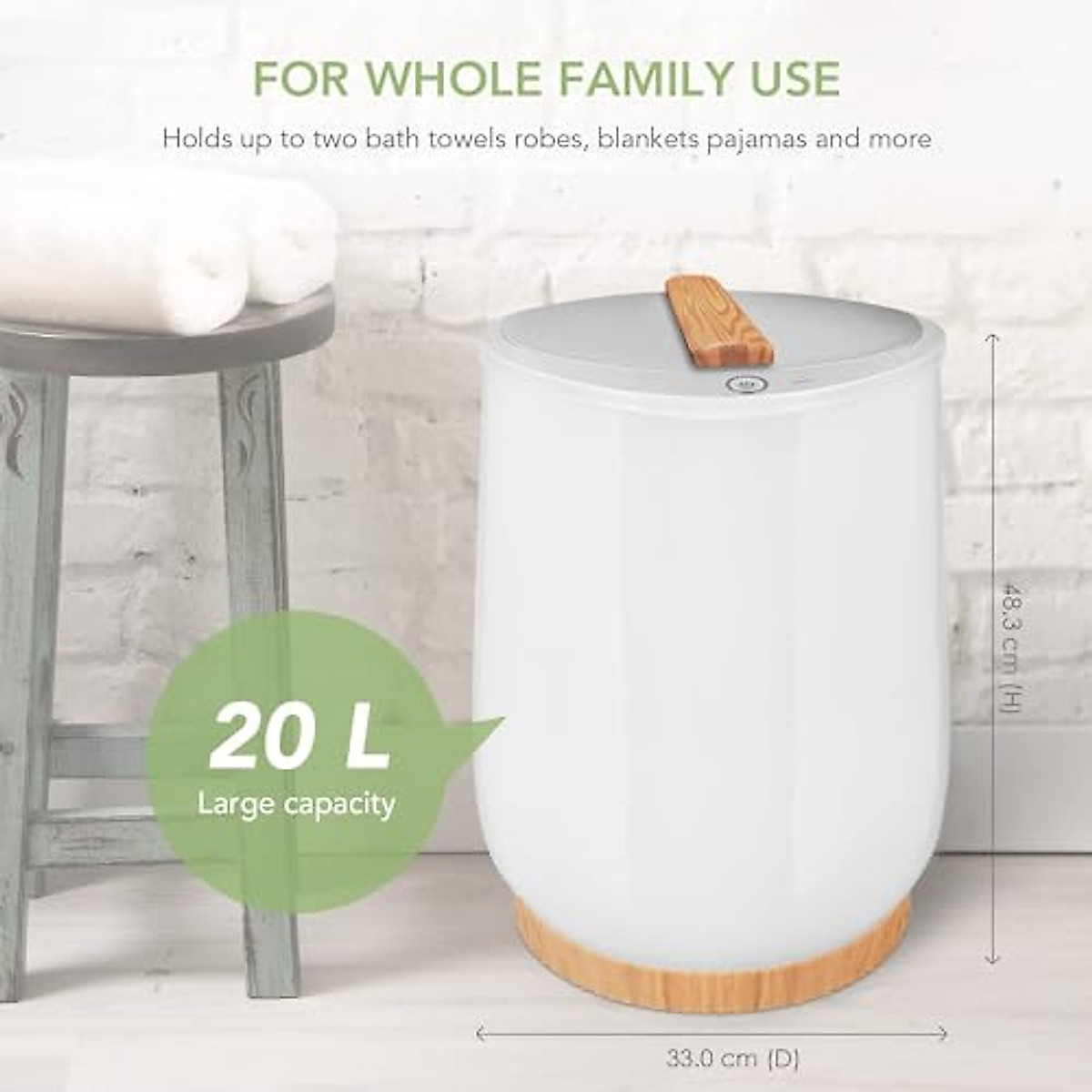 2024 Upgrade Towel Warmers Timer Function Auto Shut Off 20L Large Capacity Hot Towel Warmers Bucket Portable for Bathroom, Ideal Gift for Valentine's Day, White