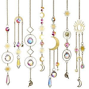 Sun Catchers Hanging Crystals 7 Pieces Suncatcher with Chain Pendant Ornament Crystal Balls for Window Home Garden Decor