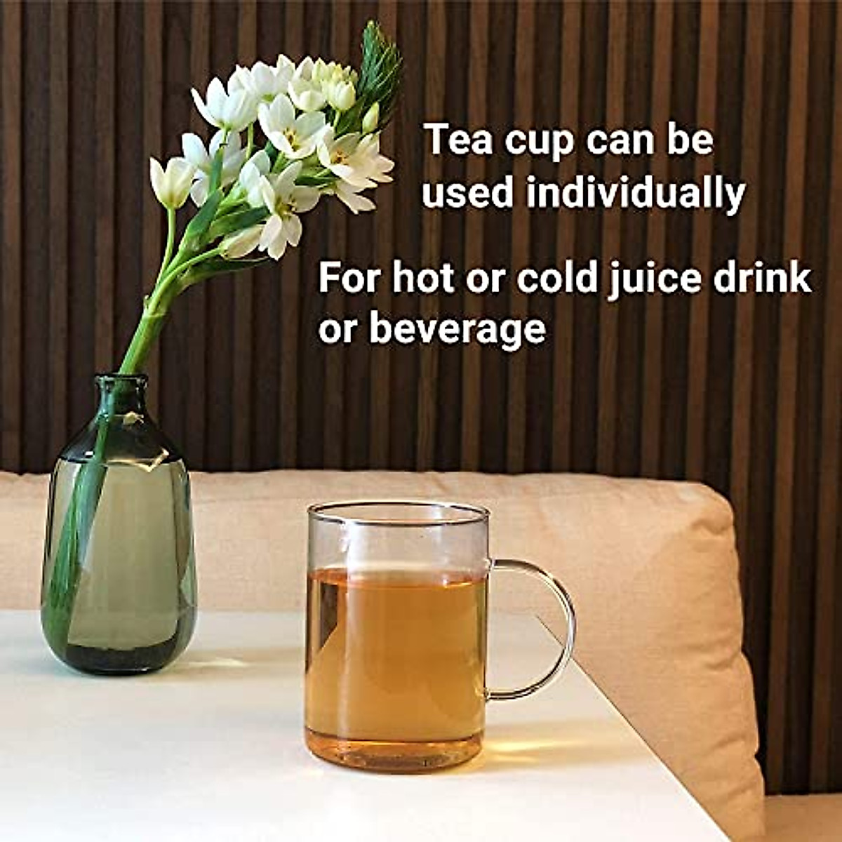emoi Glass Tea Cup with Infuser and Lid, 15oz/450ml Tea Mug with Tea Steeper and Bamboo Lid, Easy to Use, Ideal for Tea Lover to Make a Great Cup of Tea at Home or Office