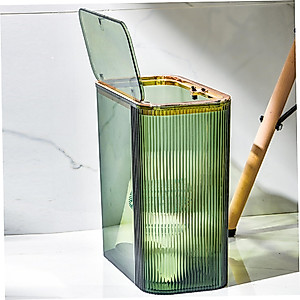 Naisicore Bathroom Trash Can with Lid, Space-Saving Green Trash Can, Slim Waste Basket, Clear Bathroom Garbage Can for Bedroom, Kitchen, Office (12.2x6.1x11.8in)