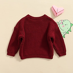 Toddler Infant Baby Girl Boy Knit Sweater Solid Color Oversized Crewneck Warm Pullover Sweatshrit Fall Winter Tops
