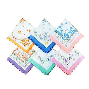 CoCoUSM Womens Vintage Floral Print Cotton handkerchiefs Bulk 10 PCS
