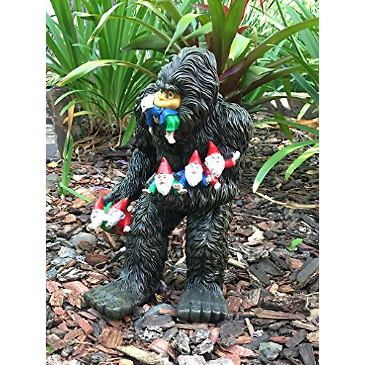 Large Miniature Bigfoot and Gnomes for The Fairy Garden. A Large Garden Gnome Figurine (13 inch High) and a Fairy Garden Accessory by GlitZGlam