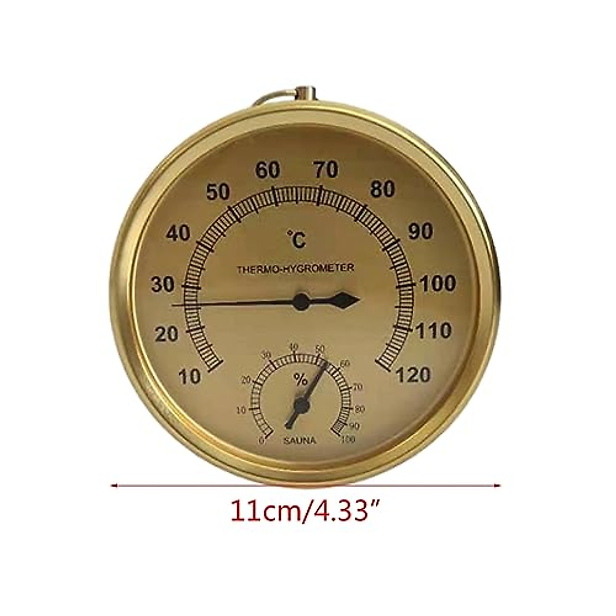 CAZSTYK TH400 11cm Mini Round Gold Hygrometer Humidity Meter Gauge No Battery Needed