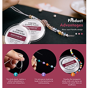 INDIVSHOW Elastic Bracelet String Cord Stretch Bead Cord with 6pcs Bead Stoppers and 1pc Big Eye Beading Needle for Jewelry Making and Bracelet Making White