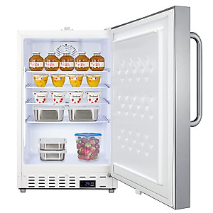Summit Appliance SCR504SSTBADA 21" Wide Built-in Undercounter ADA Compliant Commercial All-refrigerator with Stainless Steel Door, Front Lock, Automatic Defrost and White Cabinet