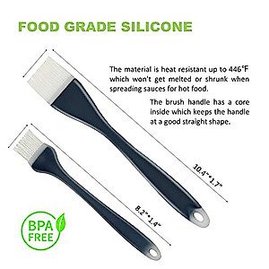Silicone Basting Brush for Cooking, BBQ Pastry and Oil Brush, Turkey Baster, Barbecue Utensil for Grilling Marinating Desserts Baking, Heat Resistant Dishwasher Safe, Set of 2