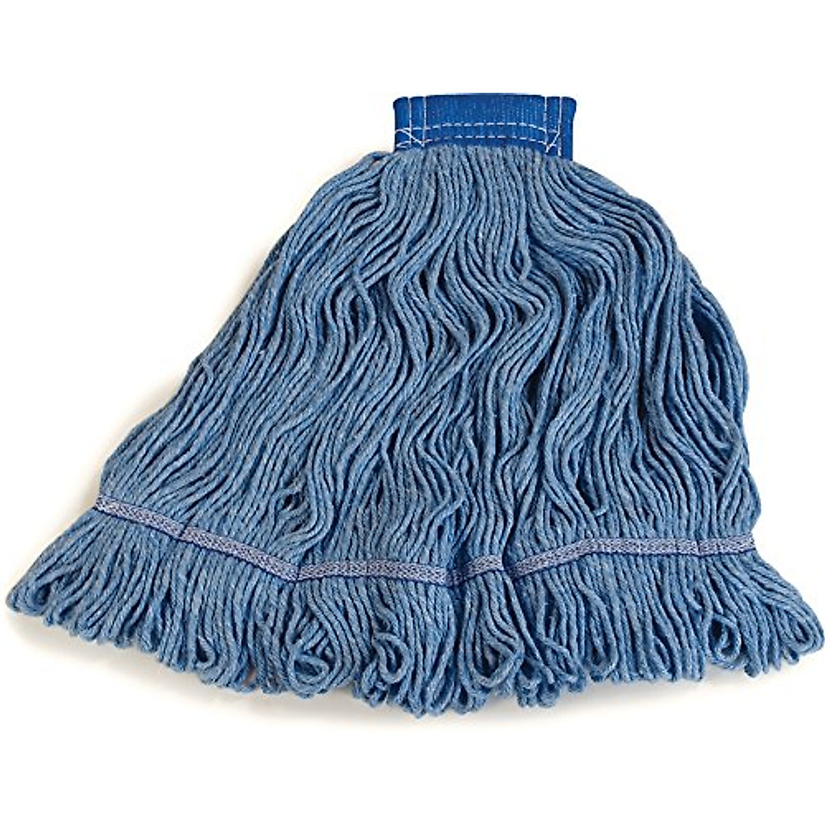 SPARTA Flo-Pac Cotton Mop Head, Loop-Ended, Wide Band with 5" Blue Band for Organized Cleaning, X-Large, Blue, (Pack of 12)
