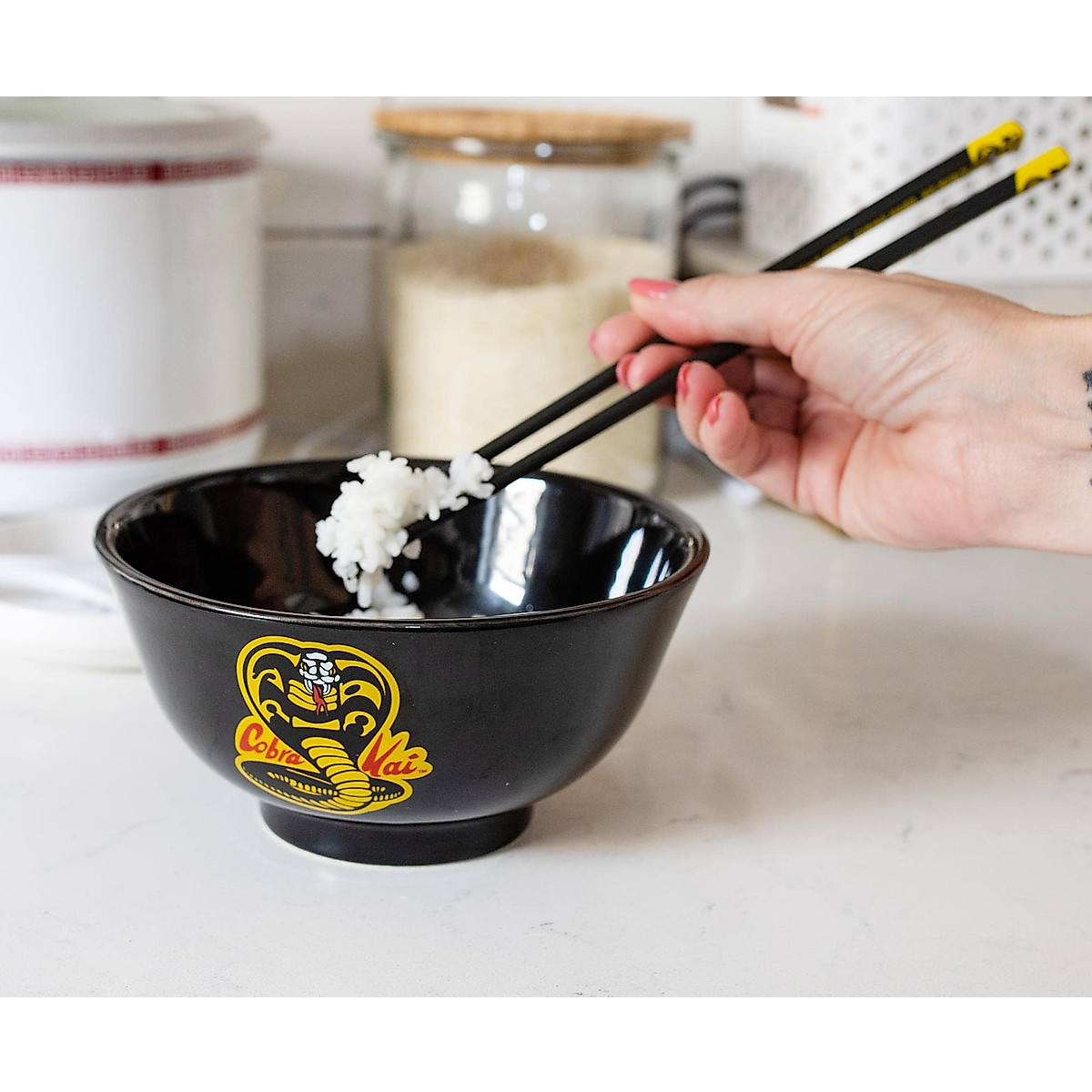 Surreal Entertainment The Karate Kid Cobra Kai and Miyagi-Do 18-Ounce Ramen Bowl Set with Chopsticks