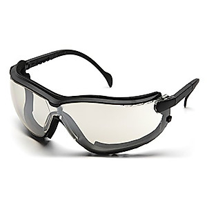 Pyramex V2G Safety Glasses, Black Frame/Indoor-Outdoor Mirror Anti-Fog Lens