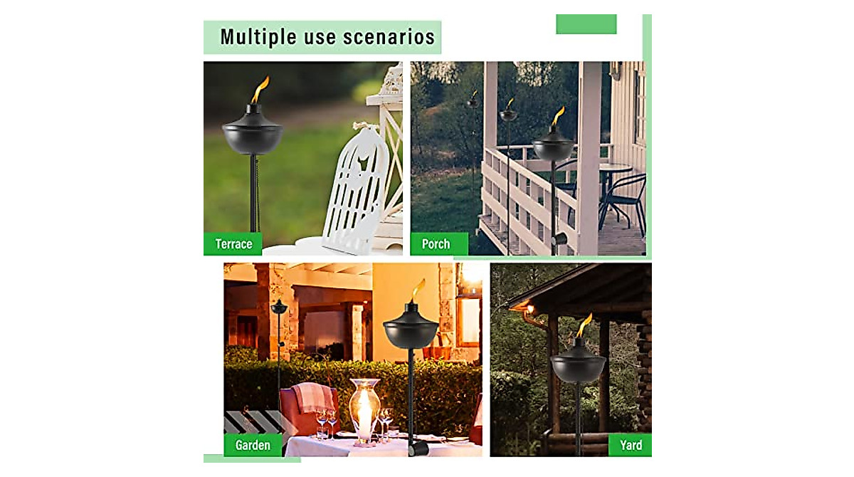 ZSZMFH Home Garden Torch Set of 6, Large Capacity 18oz Outdoor Metal ...