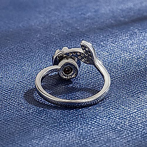 Opal Flower Mermaid Tail Spinner Fidget Wrap Open Rings for Women Anxiety Rotate Stress Relief Cubic Zirconia Adjustable Stacking Middle Finger Ring Fashion Jewelry Birthday Valentine's Day Gifts