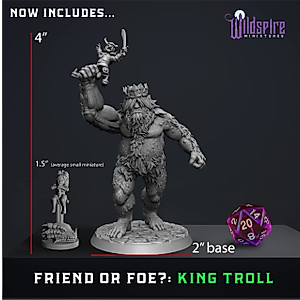 Wildspire Heroes, NPC Animal Companions & Troll King for DND Miniatures Bulk 28mm-32mm DND Minis Dungeons and Dragons Miniatures D&D Miniatures Fantasy Figures Unpainted Pathfinder Miniatures