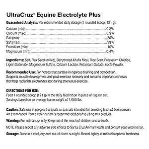 UltraCruz Equine Electrolyte Plus Supplement for Horses, 25 lb, Pellet (93 Day Supply),sc-516344