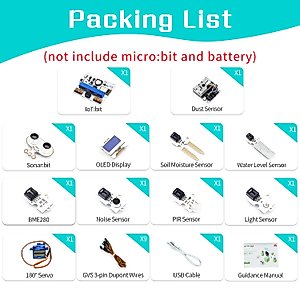 ELECFREAKS microbit Smart Science IoT Kit Octopus Series Sensor, microbit Sensor Starter Kit Data to The Cloud Internet with RTC Timing and WiFi Module, Environment Experiment Kit(Without Micro:bit)