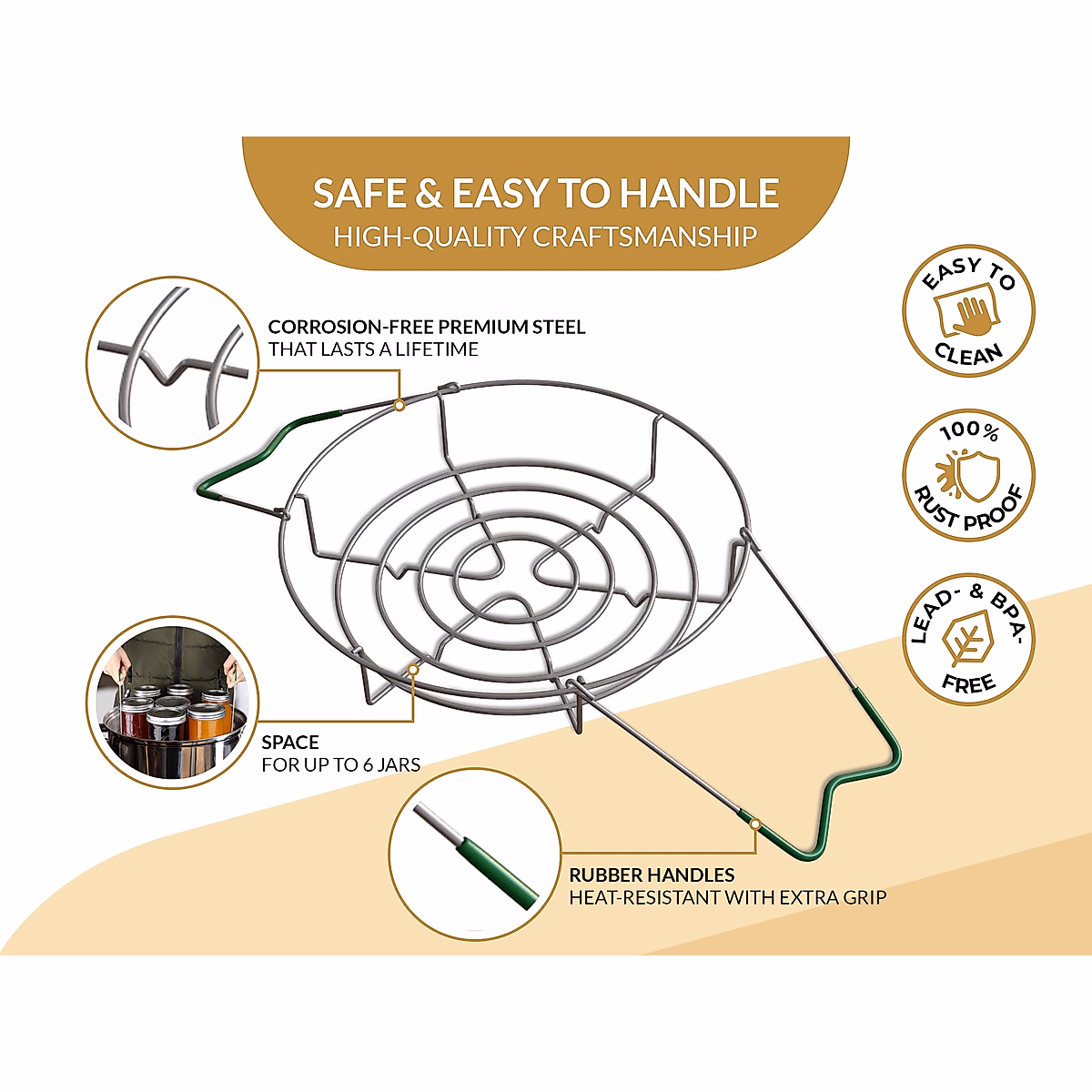 BELLA COOKS Canning Supplies Starter Kit - 7-in-1 Canning Set - Incl. Canning Funnel, Canning Rack, Canning Jar Lifter, Jar Wrench, Tongs & more