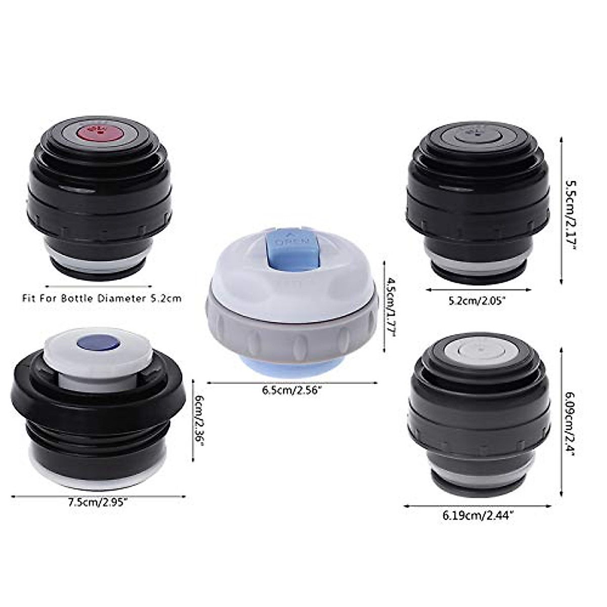 HELYZQ 5.2-7.5cm 600-1200ml Holding Capacity Vacuum Flask Lid Thermos Cover Portable Universal Travel Mug Accessories