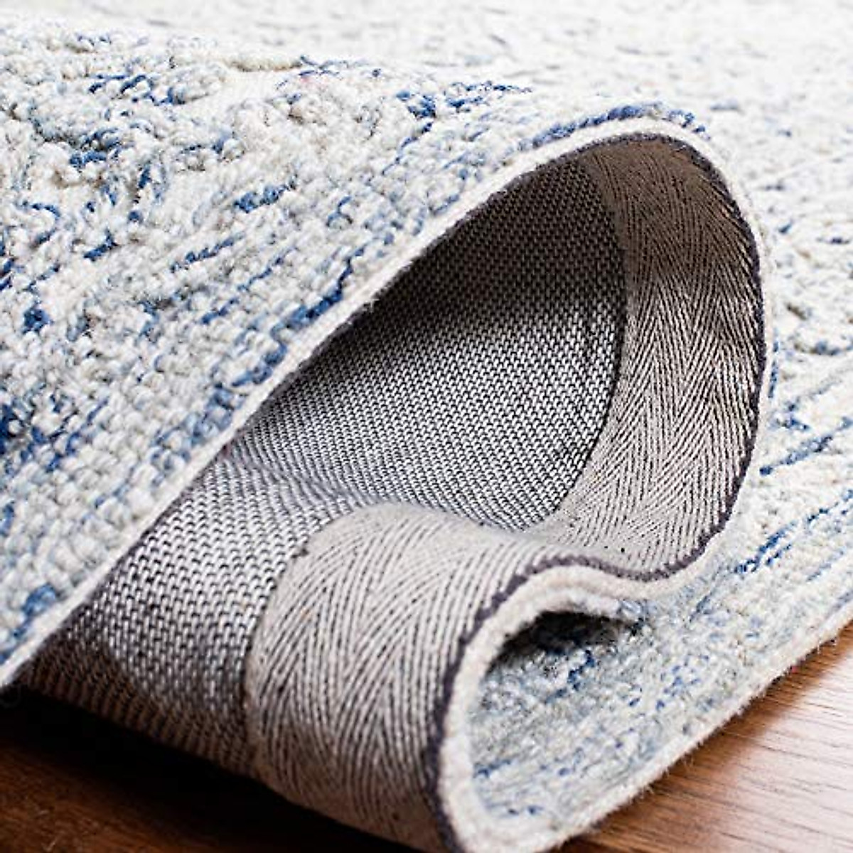 SAFAVIEH Trace Collection 8' x 10' Ivory/Blue TRC302M Handmade Premium Wool Area Rug