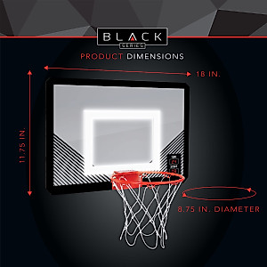 Black Series The LED Light-Up Basketball 18 Inch Hoop Sports Game with Mini Ball for Indoor/Outdoor Play During The Day or Night -Slam Dunk Approved