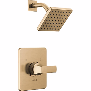 Delta Faucet Velum 14 Series Single-Function Gold Shower Faucet Set, Valve Trim Kit, Shower Handle, Delta Shower Trim Kit, Shower Set, Champagne Bronze T14237-CZ (Valve Not Included)