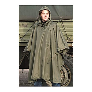 Mil-Tec Ripstop Wet Weather Poncho, Multi-Use Bivouac Sack, Emergency Shelter Tent (OLIVE)