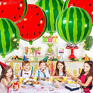 KatchOn, Big Watermelon Balloons for Watermelon Decorations - Pack of 6, 22 inch | 4D Watermelon Balloon for Watermelon Party Decorations | Summer Fruit Balloons for One In A Melon Party Decorations