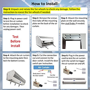 Awoco 48" Super Power 1 Speed 1700 CFM Commercial Indoor Air Curtain, 120V Unheated, ETL & UL Certified to Meet NSF 37 Food Service Standard