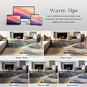 Phantoscope Geometry Collection Area Rug 4'x6' - Washable Rug Boho Rugs Non-Slip for Living Room, Bedroom, Dining Room, Dorm, Indoor Low-Pile Carpet Modern Accent Rug, Deep Grey/Gold