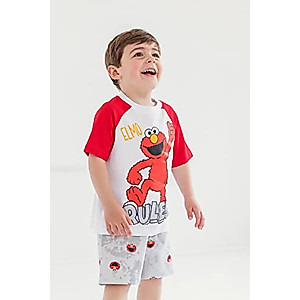 Sesame Street Elmo Toddler Boys T-Shirt and French Terry Shorts Outfit Set White/Gray 2T