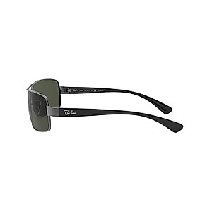 Ray-Ban RB3379 Rectangular Sunglasses, Gunmetal/Polarized Dark Green, 64 mm