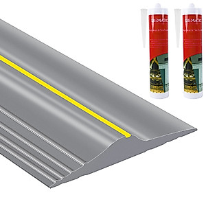 ToLanbbt 20Ft/6M Universal Garage Threshold Seal Strip with 300ml Black Adhesives, Garage Door Bottom Weatherproof Strip Rubber DIY Weather Stripping Replacement (Grey)