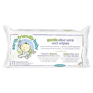 Earth Friendly Baby Gentle Aloe Vera Wet Wipes (72) - Pack of 2