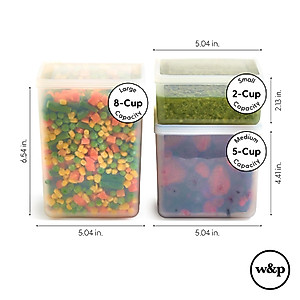W&P Freezer Cubes- Set of 3 | Reclaim Your Freezer With Tidy Stackable Frozen Food Containers | 16oz, 40oz, 64 oz | Freezer safe, BPA Free, Dishwasher Safe, Microwave Safe