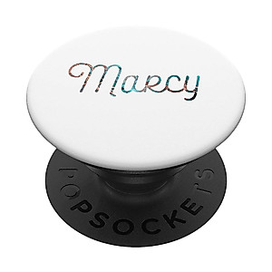 Marcy - White Minimalist Teal Rose Personalized First Name PopSockets PopGrip: Swappable Grip for Phones & Tablets