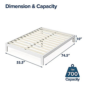 ZINUS Arnav Metal Platform Bed Frame / Wood Slat Support / No Box Spring Needed / Easy Assembly, White, Full