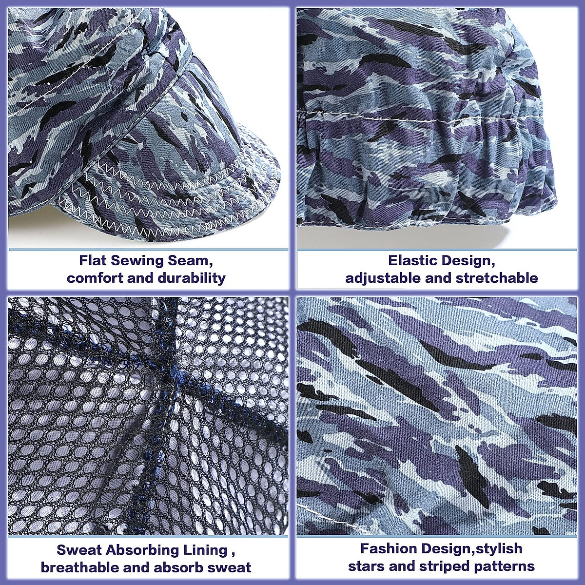 2 Pcs Welding Cap Flame Resistant Cotton Welding Hat Mesh Inside Liner for Welders Caps Elastic Low Crown for Welder Electrician Gas Station Matched with Most Welding Helmet (Camouflage Style)