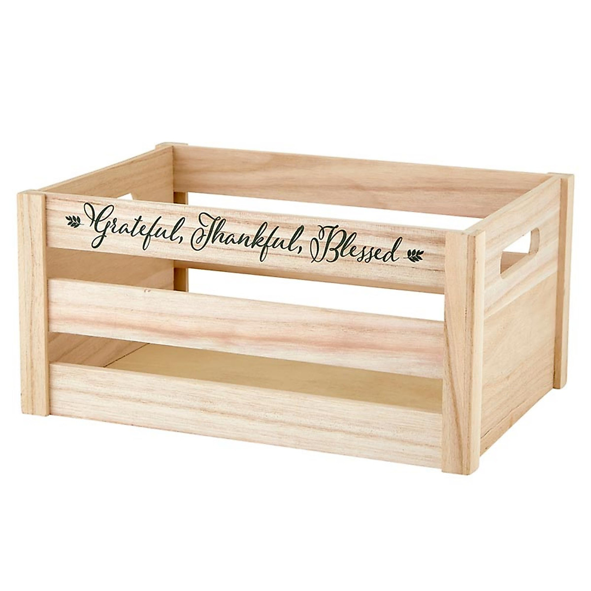 Storage Boxes - Heartfelt Collection - Set of 2 Farmhouse Style Nesting Wood Storage Crates, Small and Large, Grateful