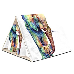 RATGDN Small Pet Hideout Rainbow Elephants Hamster House Guinea Pig Playhouse for Dwarf Rabbits Hedgehogs Chinchillas