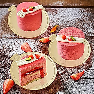100 Pcs Gold Cake Boards Mini Round Cake Cardboard 3 Inch for Mousse Cupcake, Cake Dessert, Cake Decorating, 8cm