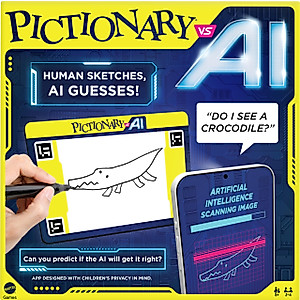 Mattel Games Pictionary vs. AI Family Game for Kids, Adults & Families Using Artificial Intelligence for 2 to 4 Players