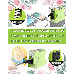 TPDL Portable Power Inverter Generator 150 Watt for Ryobi 18V Battery - Invert DC 18V to AC 110~120V Outlet with Dual USB 5V 2.4A Ports & LED Light - Modified Sine Wave Mobile Power Supply