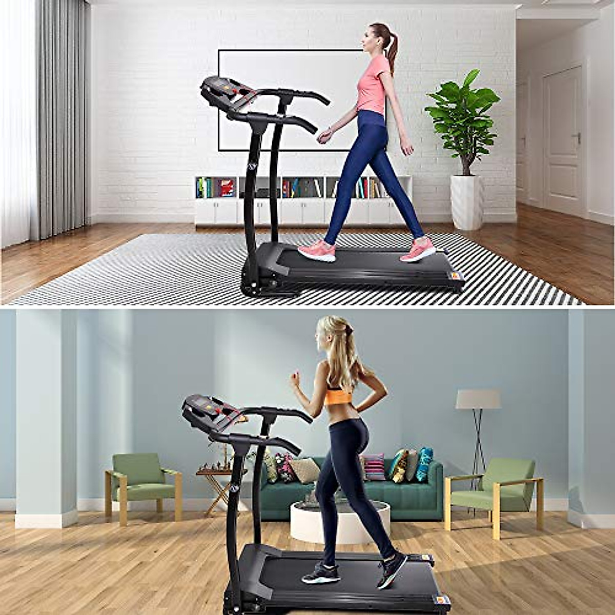 AW Folding Electric Treadmill Portable Running Walking Treadmill with LCD Display Easy Assembly for Home Cardio Exercise