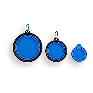 SwissGear 3335 2-Pack Collapsible Dog Bowls for Travel, with Can Lid Set - Blue