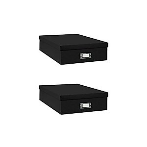 Pioneer Jumbo Scrapbook Storage Box, Black, 14.75 Inch x 13 Inch x 3.75 Inch (Two Pack)