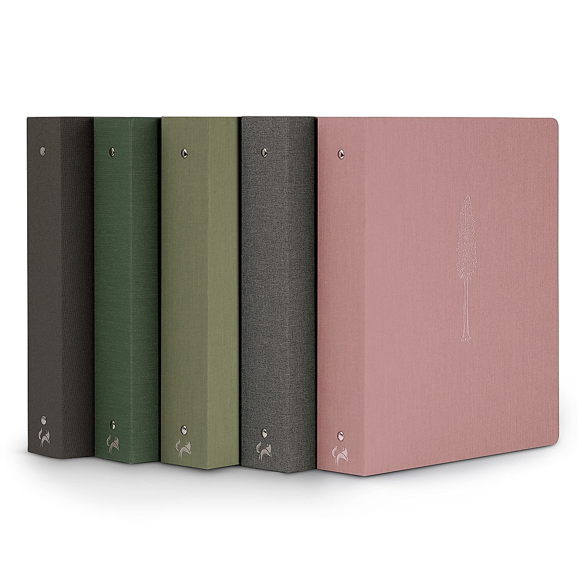 Jumping Fox Design Linen Fabric 3 Ring Binder, 1.5 Inch Binder, for 3 Hole Punch Letter Size Loose Leaf Paper (Letter Size, 3 Round Ring, 1.5", Forest Green)