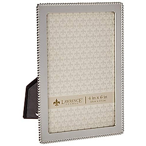 Lawrence Frames Metal Picture Frame with Delicate Outer Border of Beads, 4 by 6-Inch, Silver