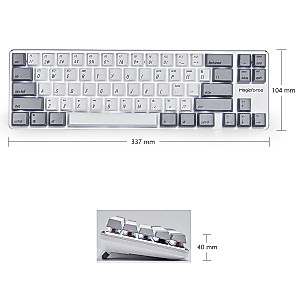 Qisan Happy Deals 20% Discount Off Mechanical Gaming Keyboard Gateron Brown Switch Wired/Wireless Bluetooth Keyboard 68-Keys Mini Design(60%) PBT Keycaps White/Gray Color for Gaming/Office Magicforce