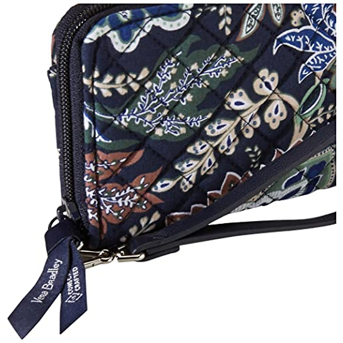 Vera Bradley Women's Cotton Accordion Wristlet With RFID Protection, Java Navy Camo - Recycled Cotton, One Size